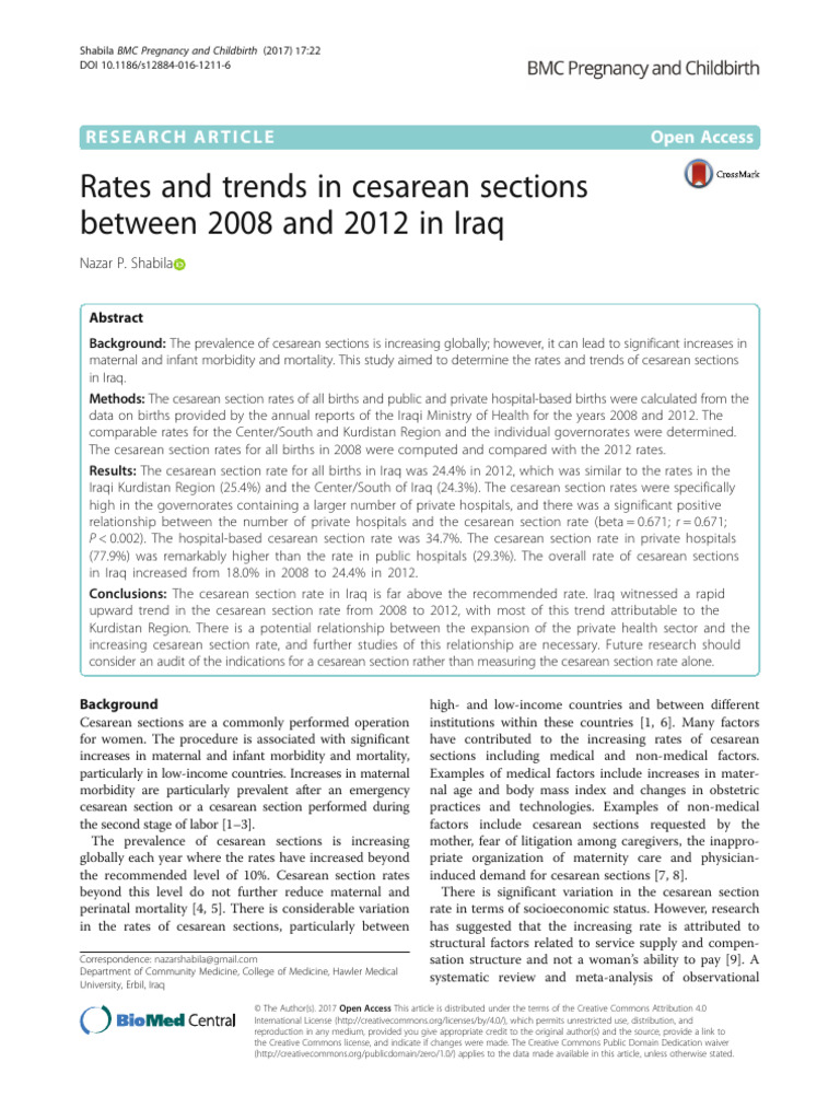 Rates and Trends in Cesarean Section in Iraq | PDF | Caesarean Section ...