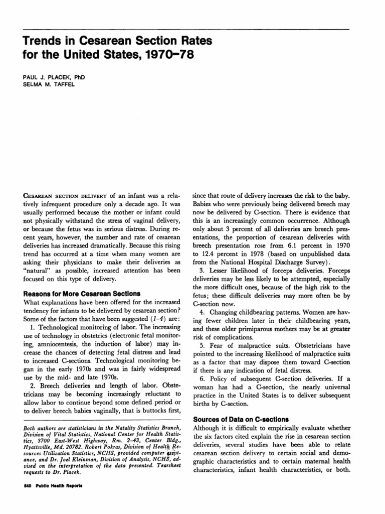 Trends in Cesarean Section Rates in US | PDF | Childbirth | Caesarean ...
