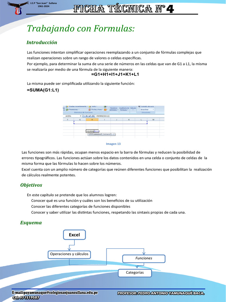 Sesion 4 Trabajando Con Formulas | PDF | Hoja de cálculo | Microsoft Excel