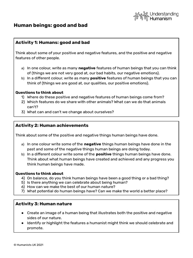 Human Beings Good and Bad 7 11 | PDF | Humanism | Cognition