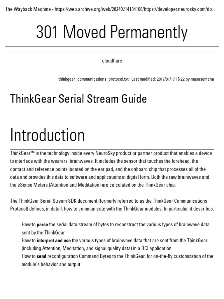 Thinkgear - Communications - Protocol (NeuroSky Developer - Docs) | PDF ...