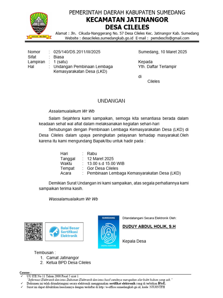 Undangan Pembinaan LKD 2025 | PDF