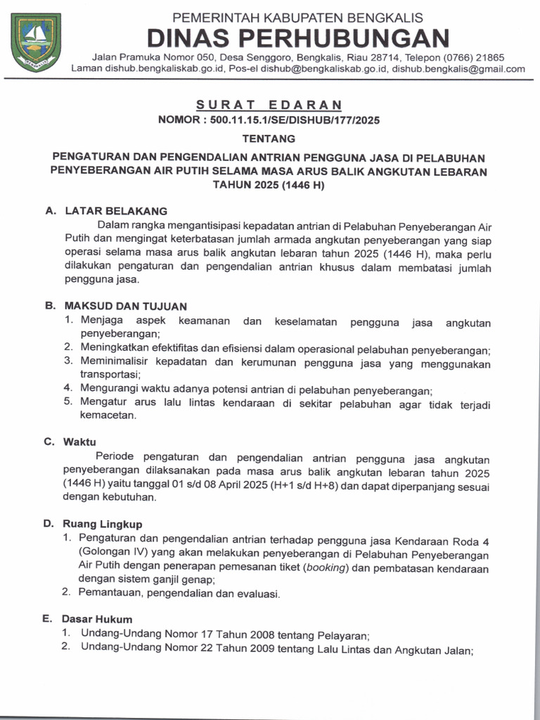 Surat Edaran - Pengaturan Dan Pengendalian Antrian Pengguna Jasa Di ...