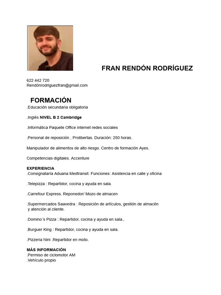 Fran Rendon Rodríguez - Curriculum Vitae | PDF