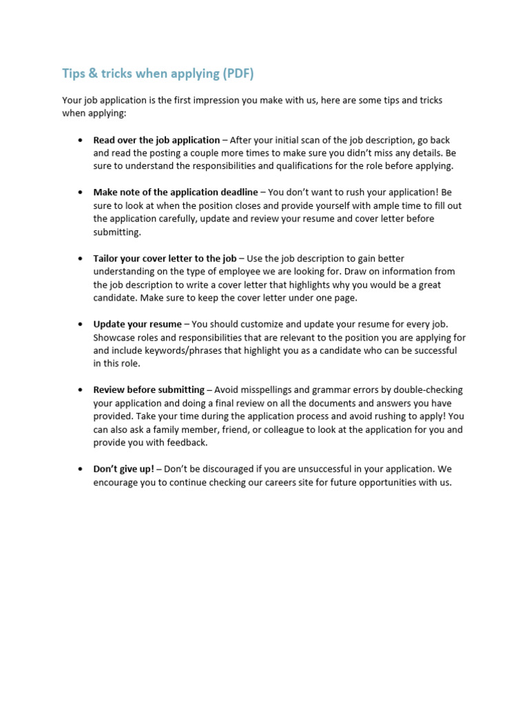 Job Application Tips & Tricks Guide | PDF