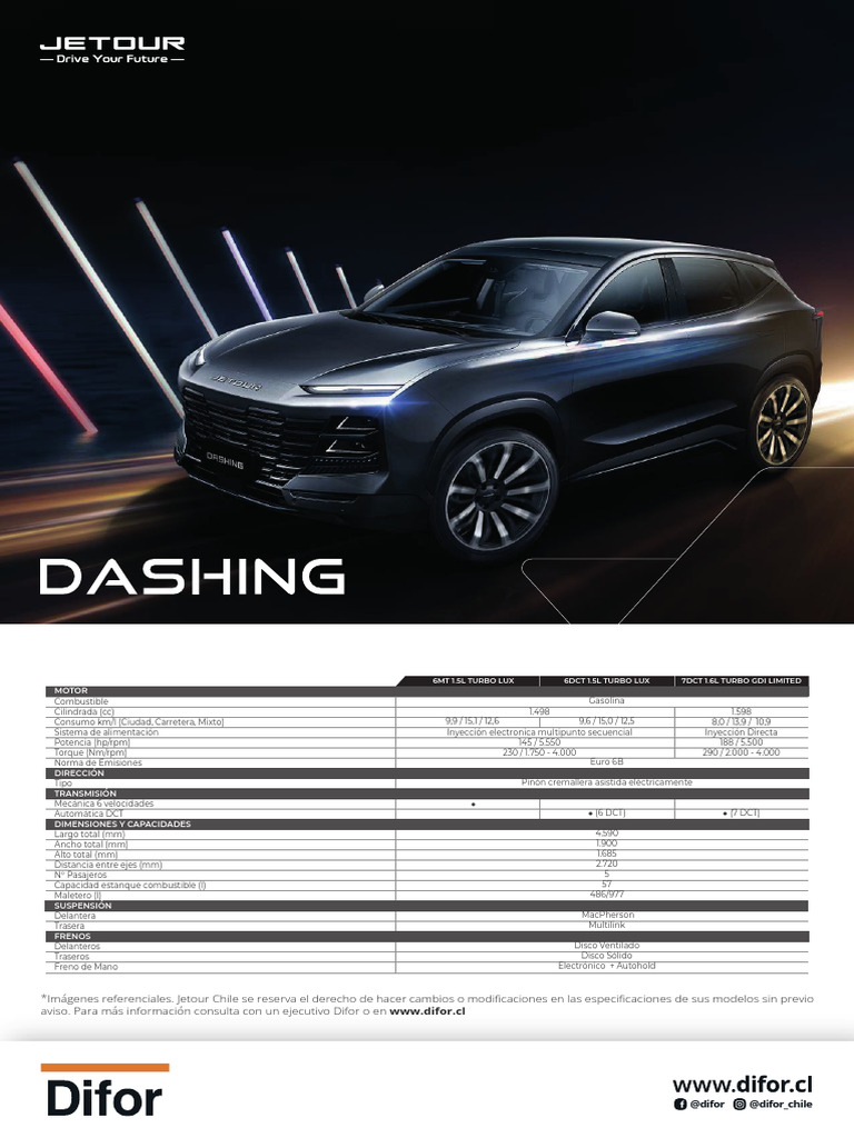 Especificaciones Técnicas de Vehículos Jetour | PDF | Vehículo de motor | Vehículos terrestres