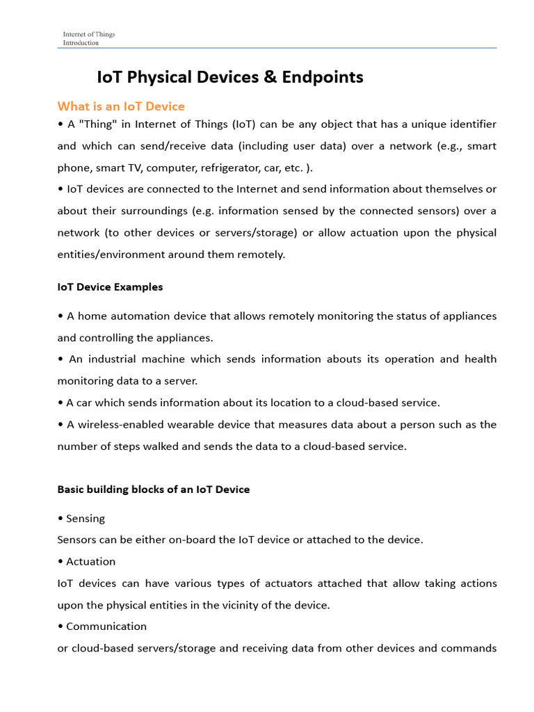 Unit 3 IoT Physical Devices Notes | PDF | Arduino | Raspberry Pi