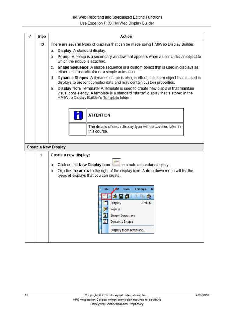 Procedure - Create a New Display | PDF