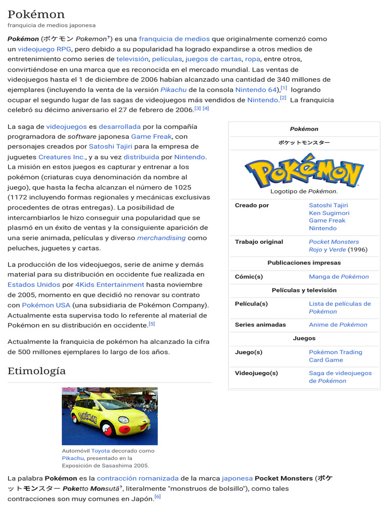 Historia y evolución de Pokémon | PDF | Pokémon | Juego de azar