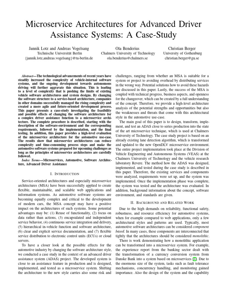 Microservice Architectures for Advanced Driver | PDF | System | Software
