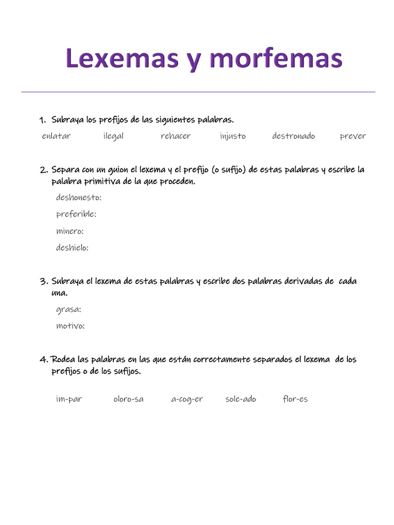 Ficha Lexemas y Morfemas | PDF