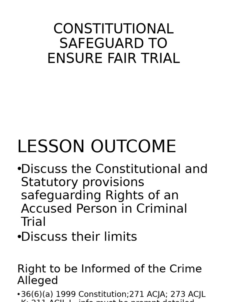 Constitutional Safeguard To Ensure Fair Trial | PDF | Double Jeopardy ...