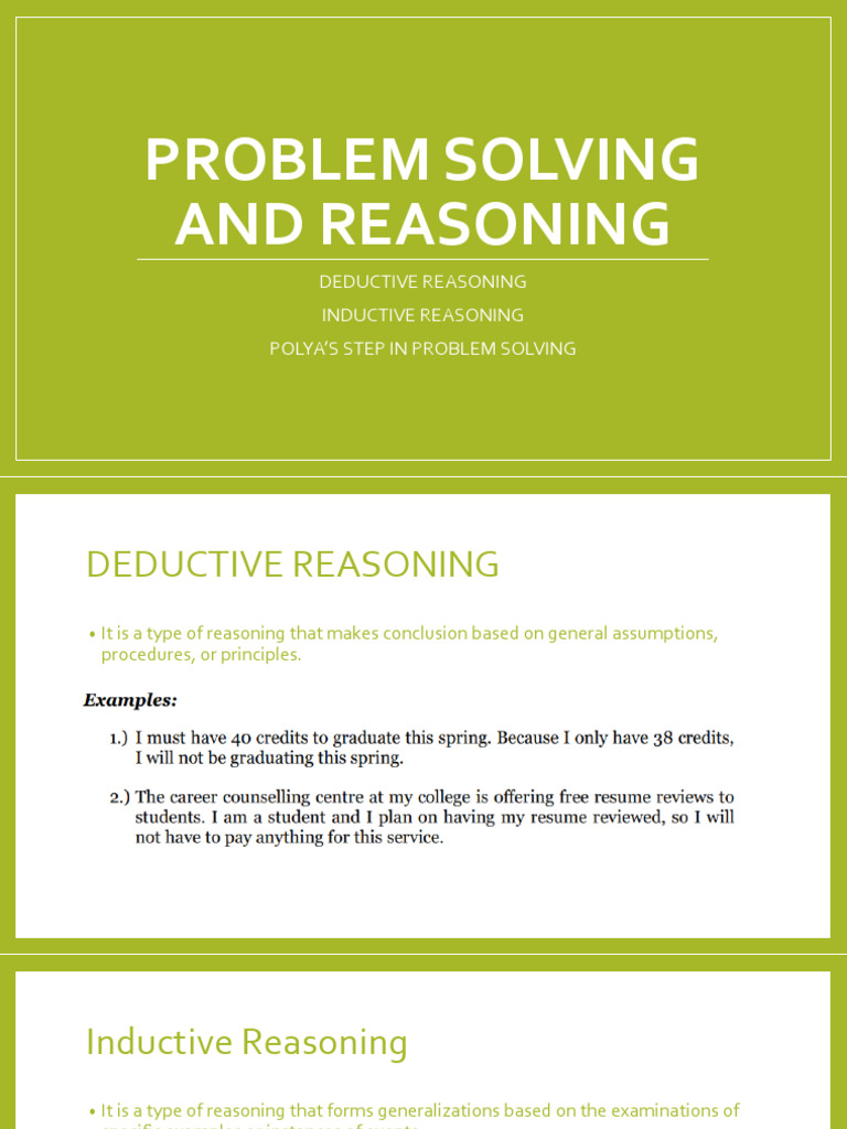 CHAPTER 3. PROBLEM SOLVING AND REASONING - Edited | PDF | Reason | Inductive Reasoning