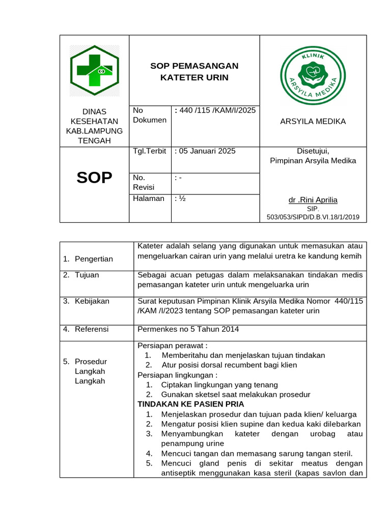 SOP PEMASANGAN KATETER | PDF