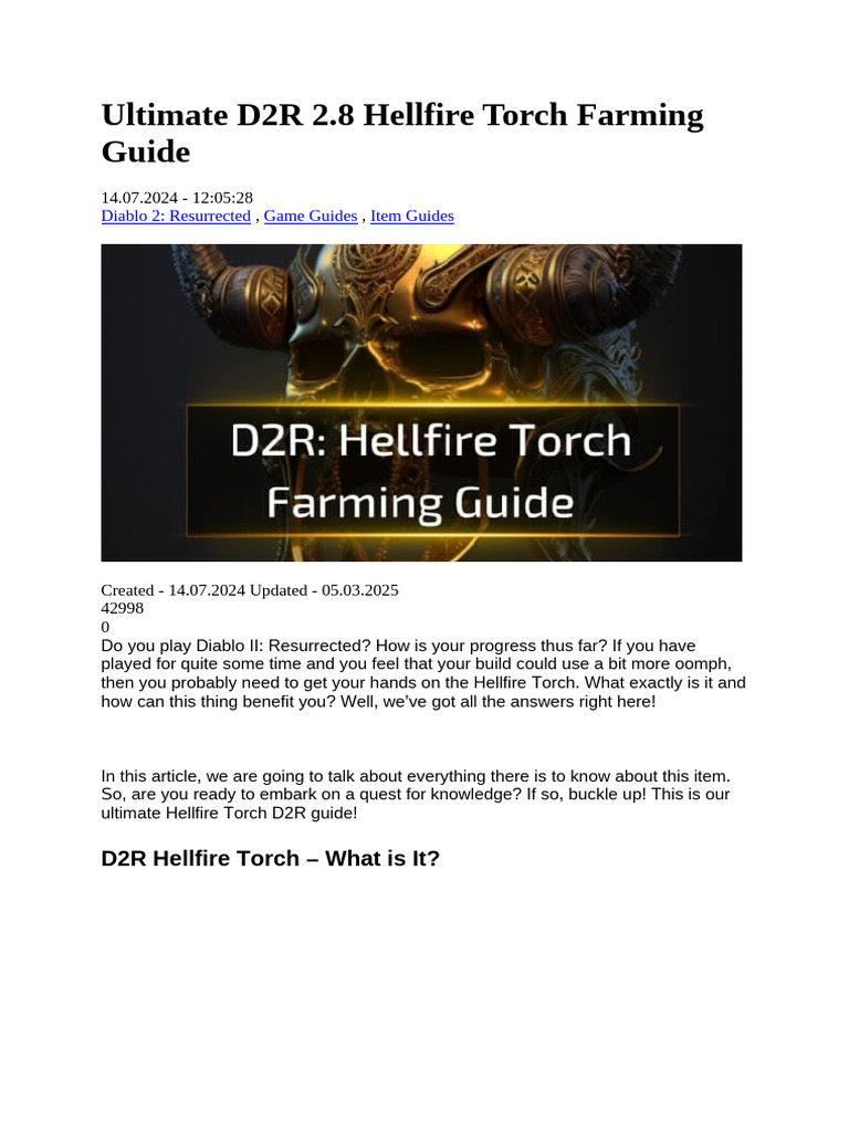 Ultimate D2R 2.8 Hellfire Torch Farming Guide | PDF