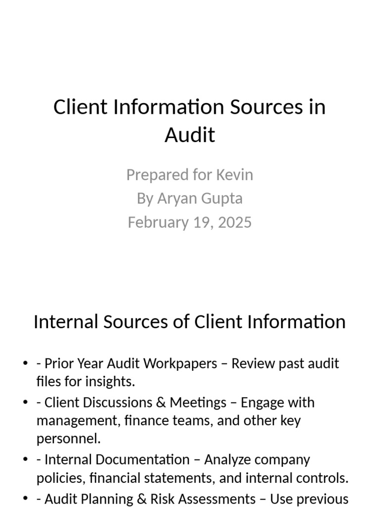 Client Information Sources for Audits | PDF