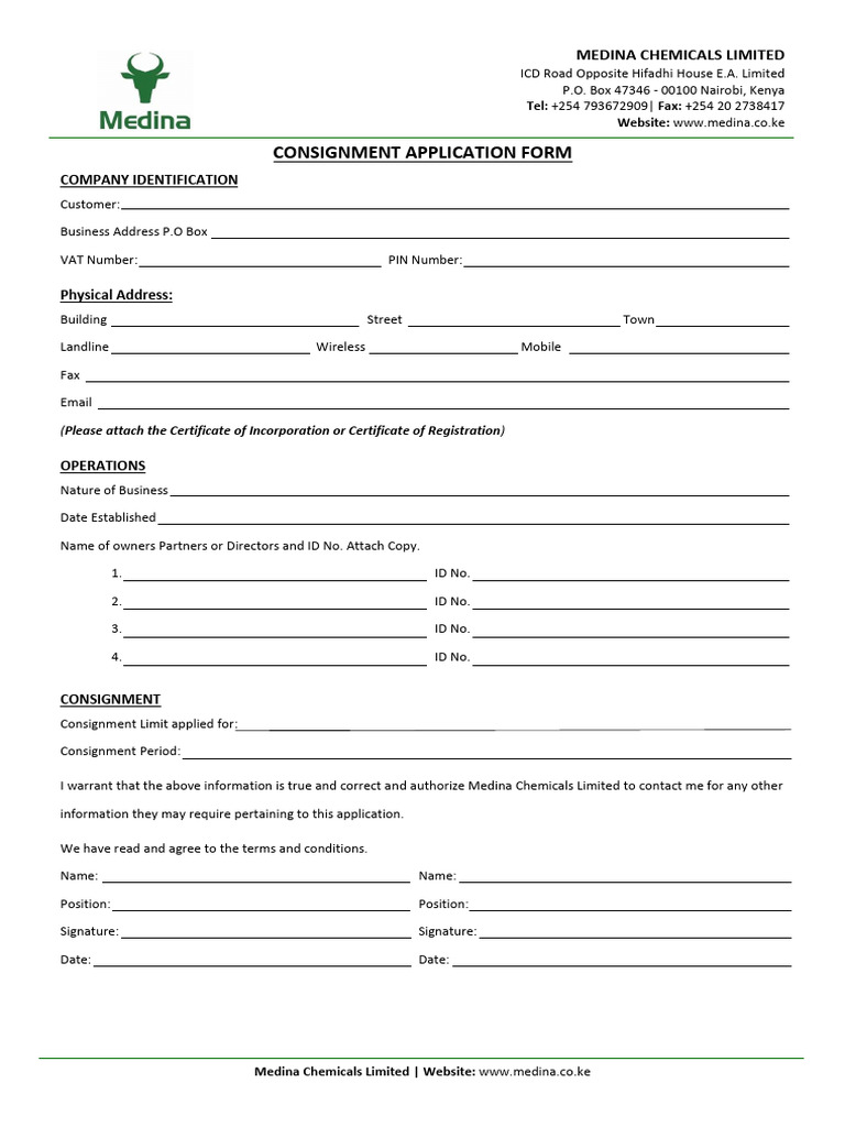 Consignment Application Form | PDF