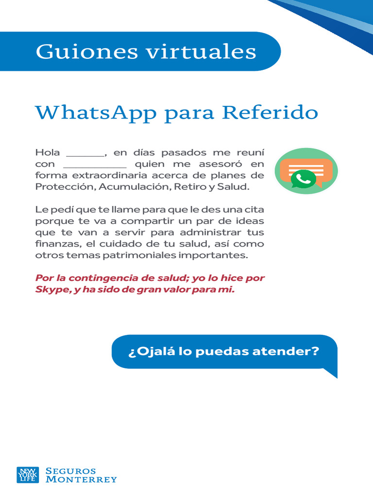 Guiones-Acercamiento A Referidos 1 WhatsApp 21 | PDF