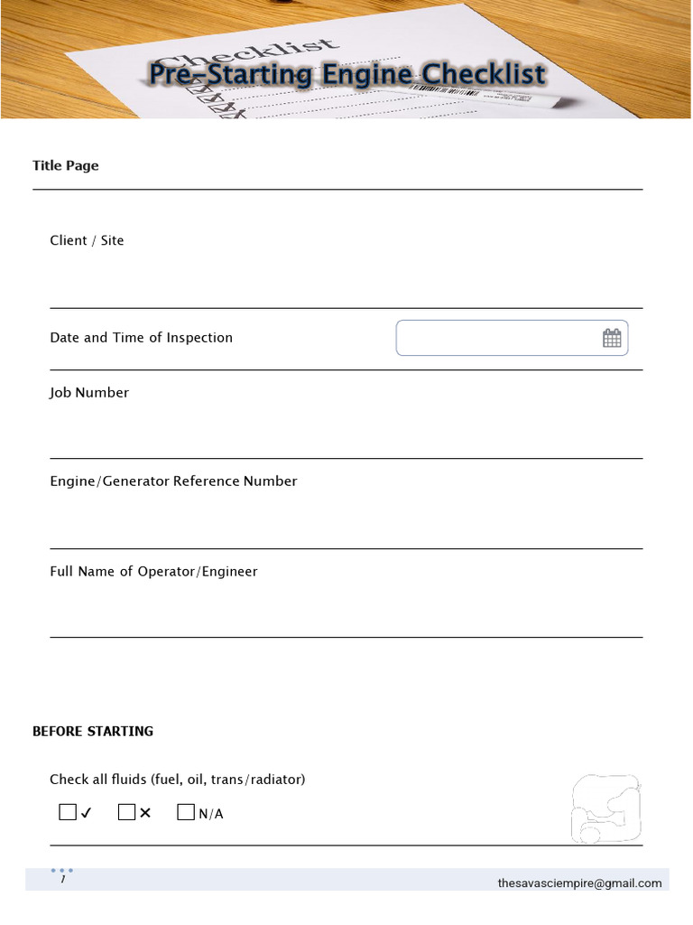 Diesel Generator Prestart Checklist - SafetyCulture | PDF