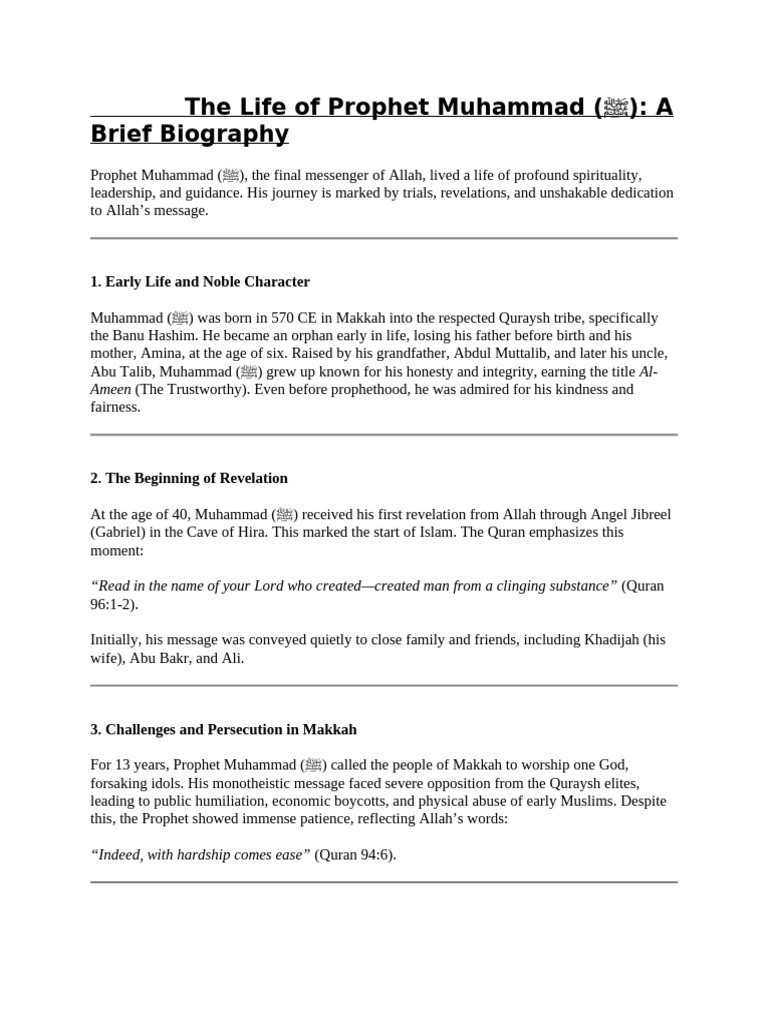 The Life of Prophet Muhammad | PDF | Sufism | Hadith