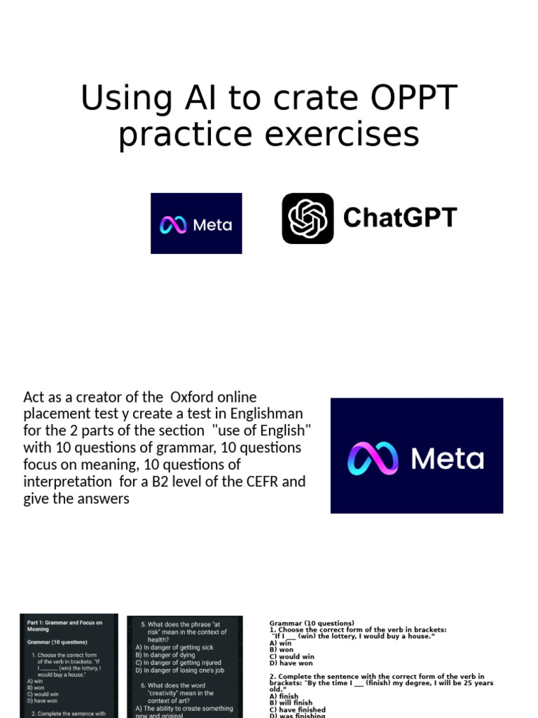 Using AI To Crate OPPT Practice Exercises | PDF