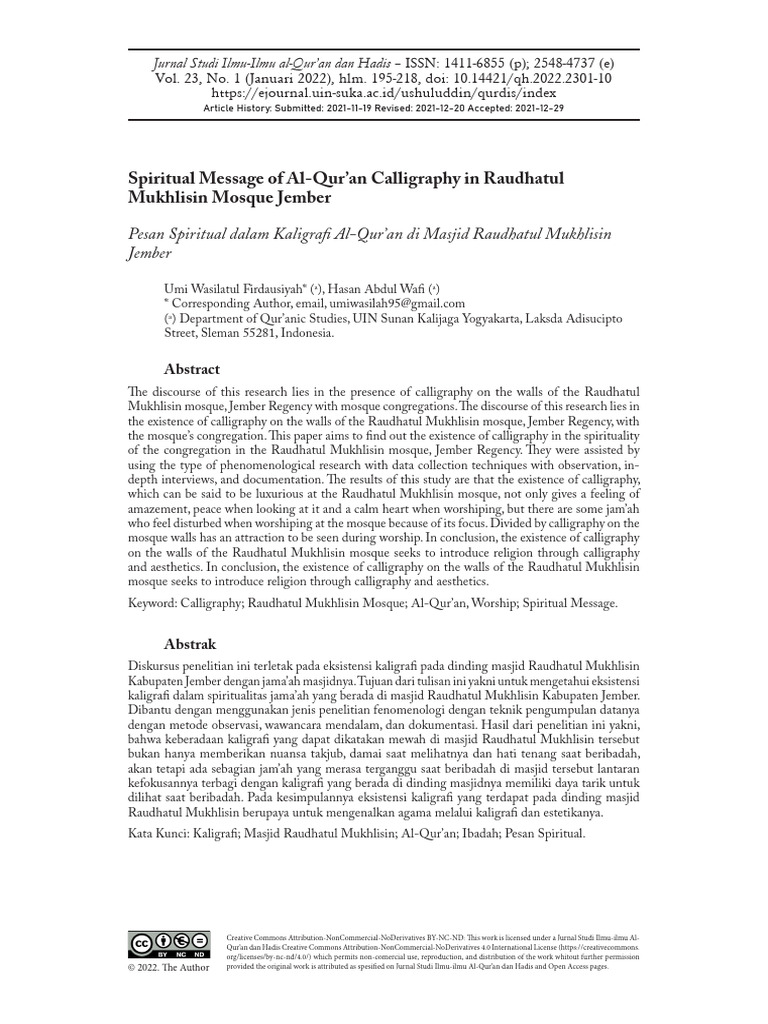 Spiritual_Message_of_Al-Quran_Calligraphy_in_Raud | PDF | Mosque | Quran