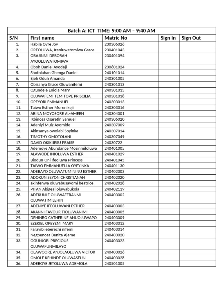 Cos 101 Exam Batches | PDF