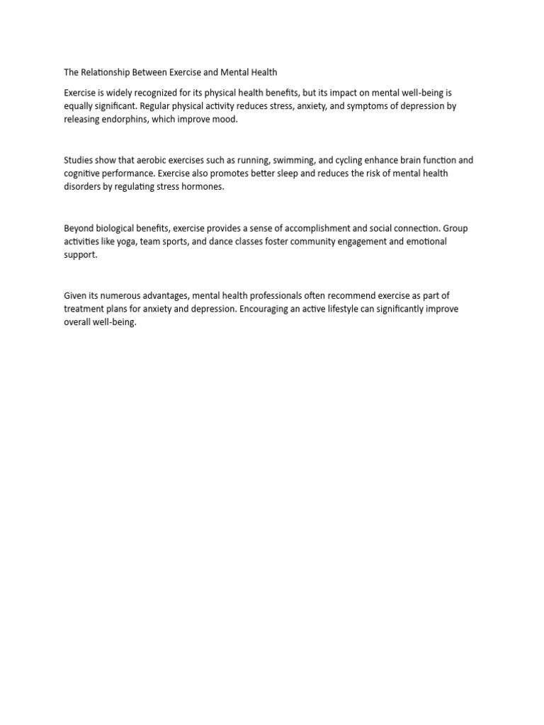 Exercise's Impact on Mental Health | PDF
