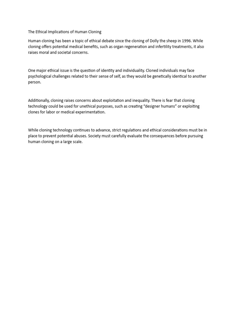 The Ethical Implications of Human Cloning | PDF