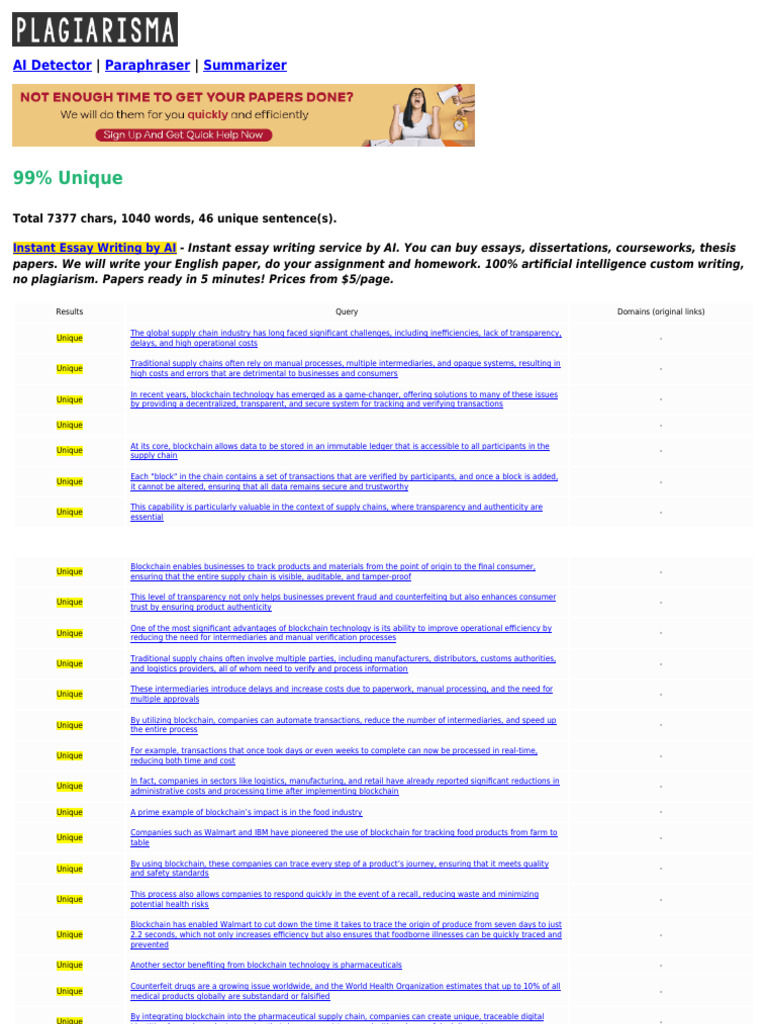 Plag Report Merged | PDF | Supply Chain | Authentication