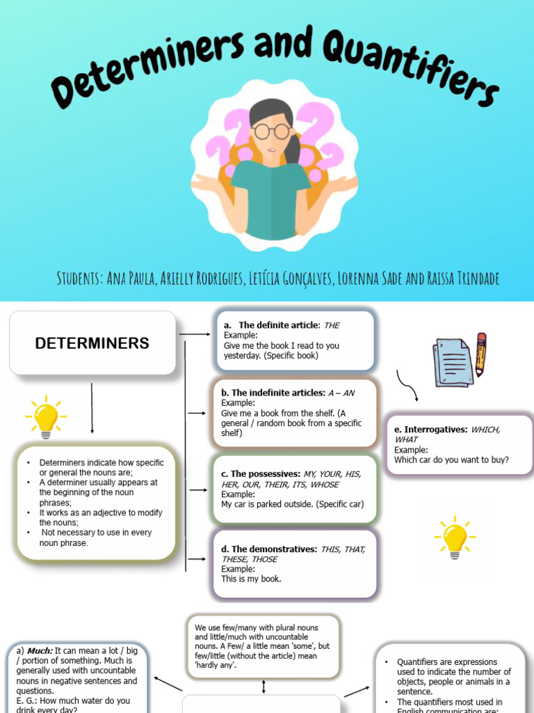 Determiners and Quantifiers PDF | PDF | Noun | Linguistic Morphology
