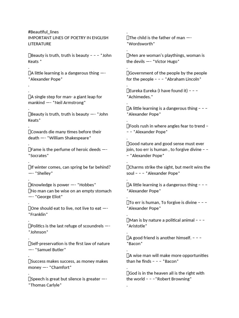 Famous Quotes from English Literature | PDF
