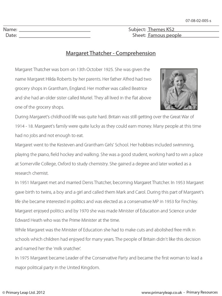 Margaret Thatcher's Early Life and Family | PDF | Margaret Thatcher ...