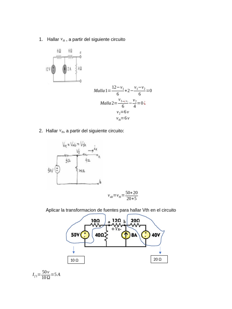 Cálculo de Vth en Circuitos Eléctricos | PDF