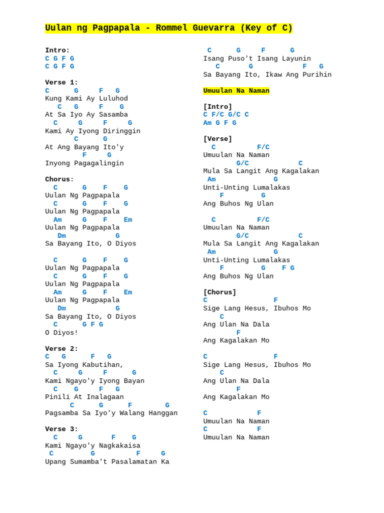 Uulan NG Pagpapala - Rommel Guevarra | PDF