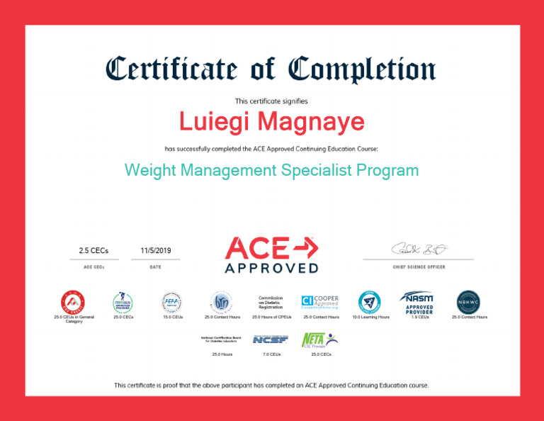 ACE-Weight Management Specialist Program | PDF