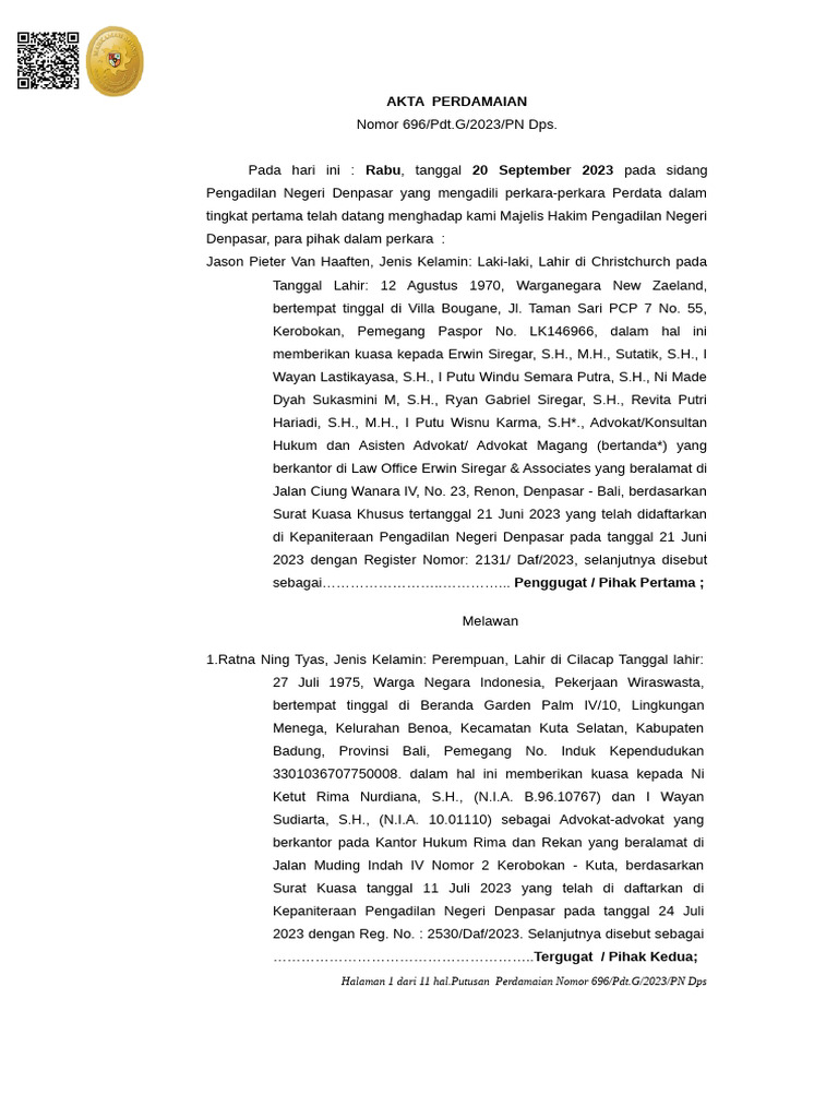 Putusan 696 PDT.G 2023 PN Dps 20240331195141 | PDF