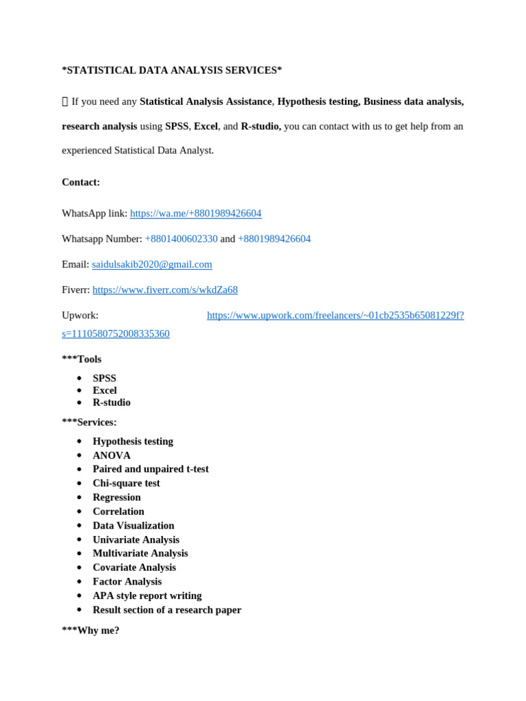 Statistical Data Analysis Services | PDF