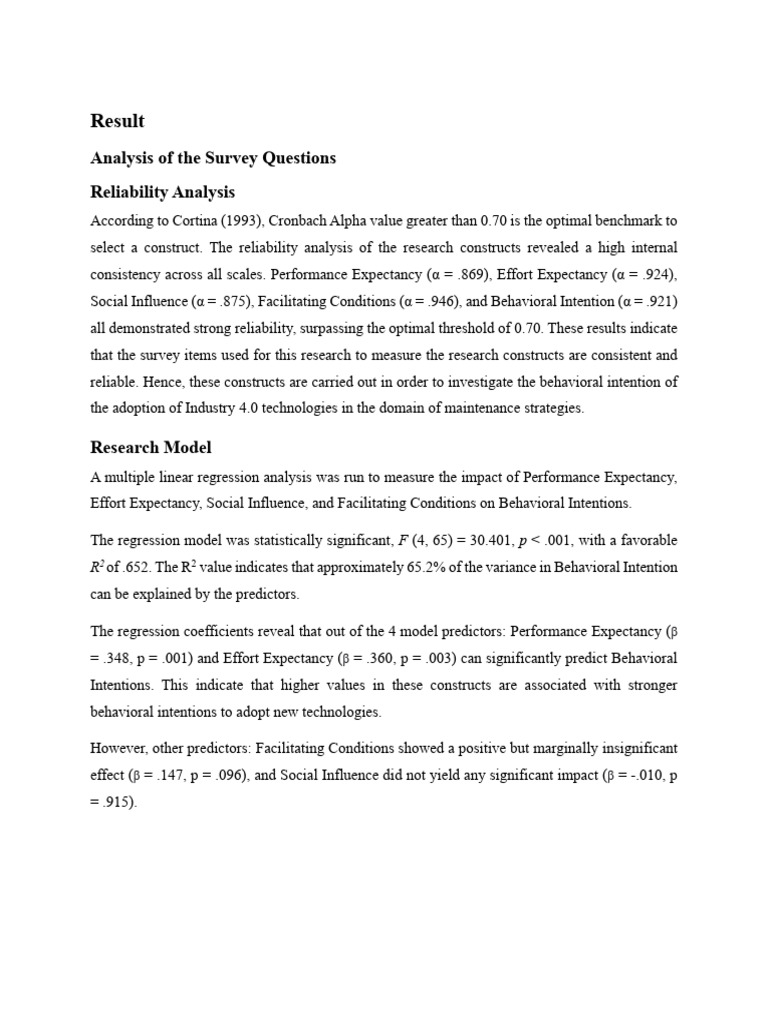 UTAUT Model Analysis Using MLR | PDF | Data Analysis | Applied Statistics