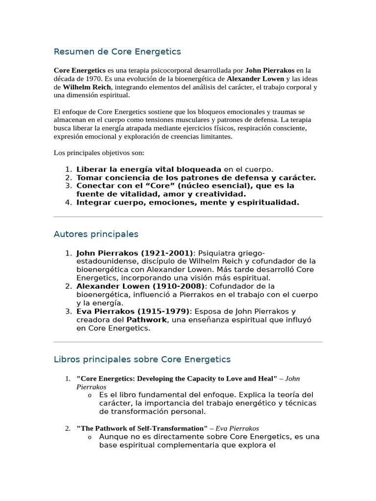 Terapia Core Energetics: Liberación Emocional | PDF | Las emociones ...