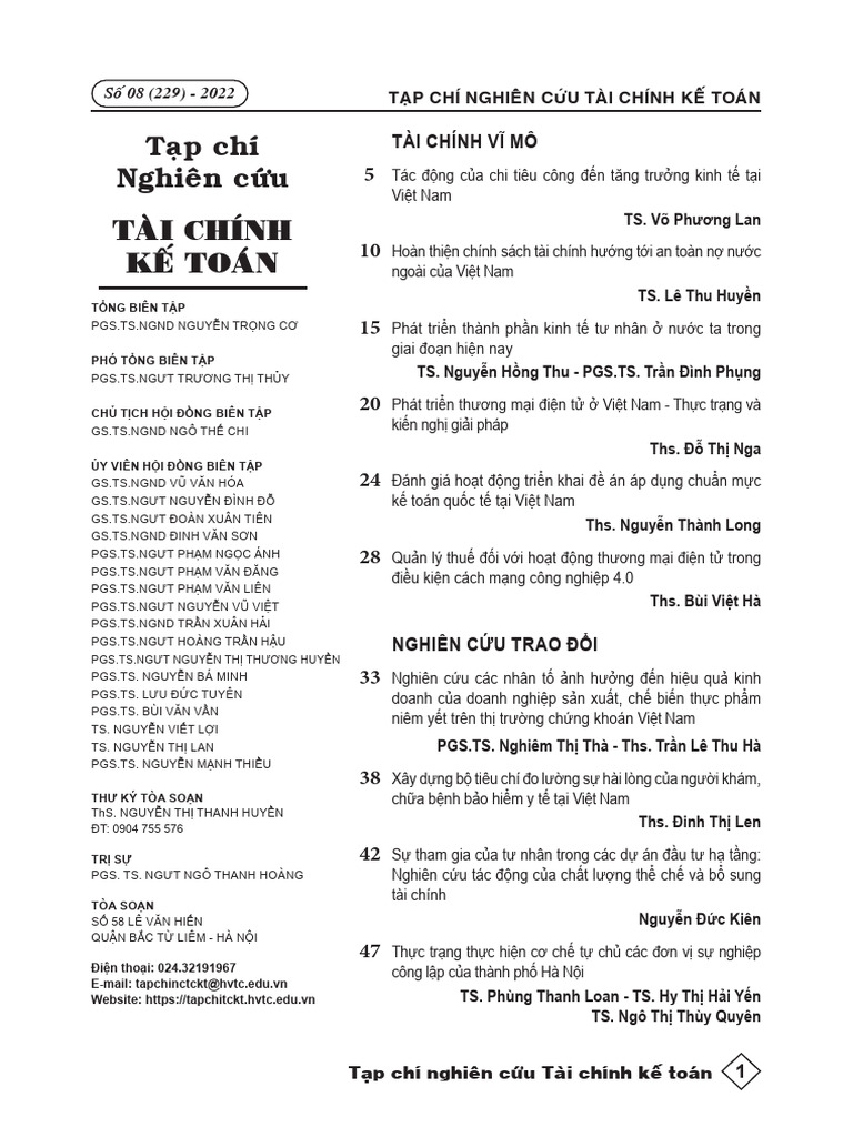 Tap Chi NCTCKT So 08 2022 B2 Ok | PDF