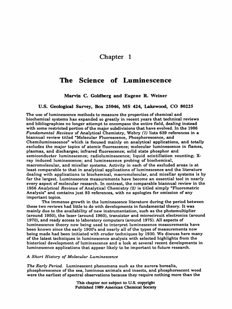 Goldberg Weiner 2009 The Science of Luminescence | PDF | Fluorescence | Emission Spectrum