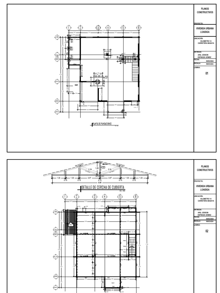 Planos Constructivos - Vivienda Urbina Loáisiga | PDF