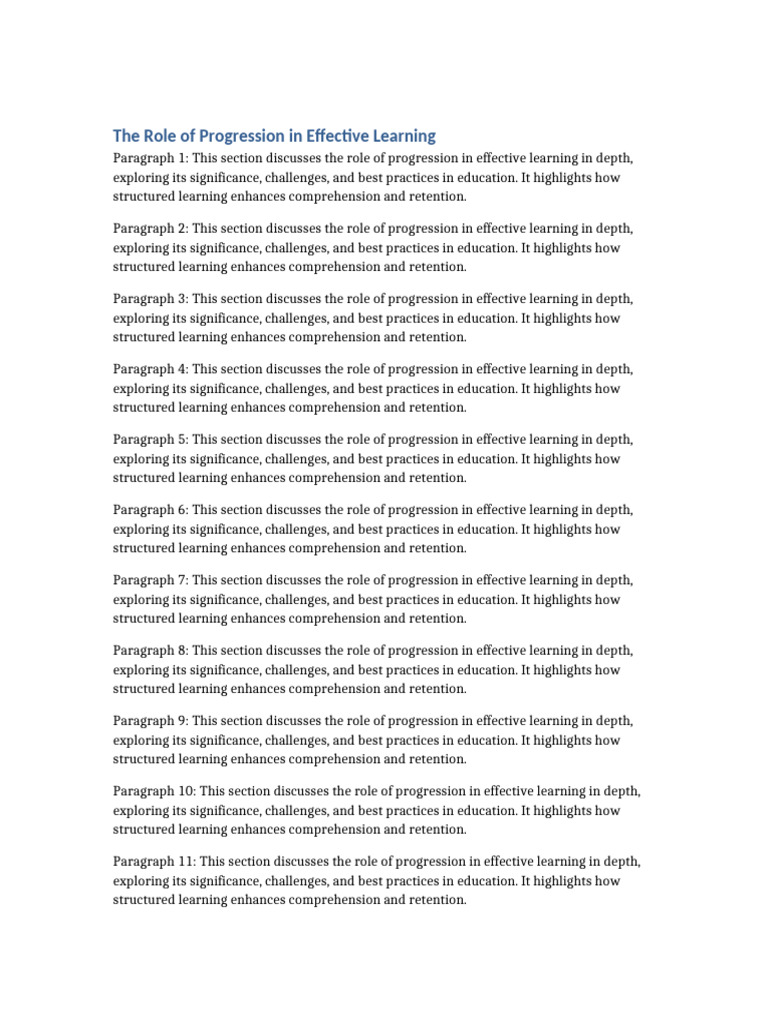 Progression's Impact on Learning Effectiveness | PDF | Learning | Behavior Modification