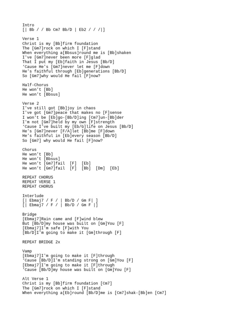 Firm Foundation Lyrics by Cody Carnes | PDF