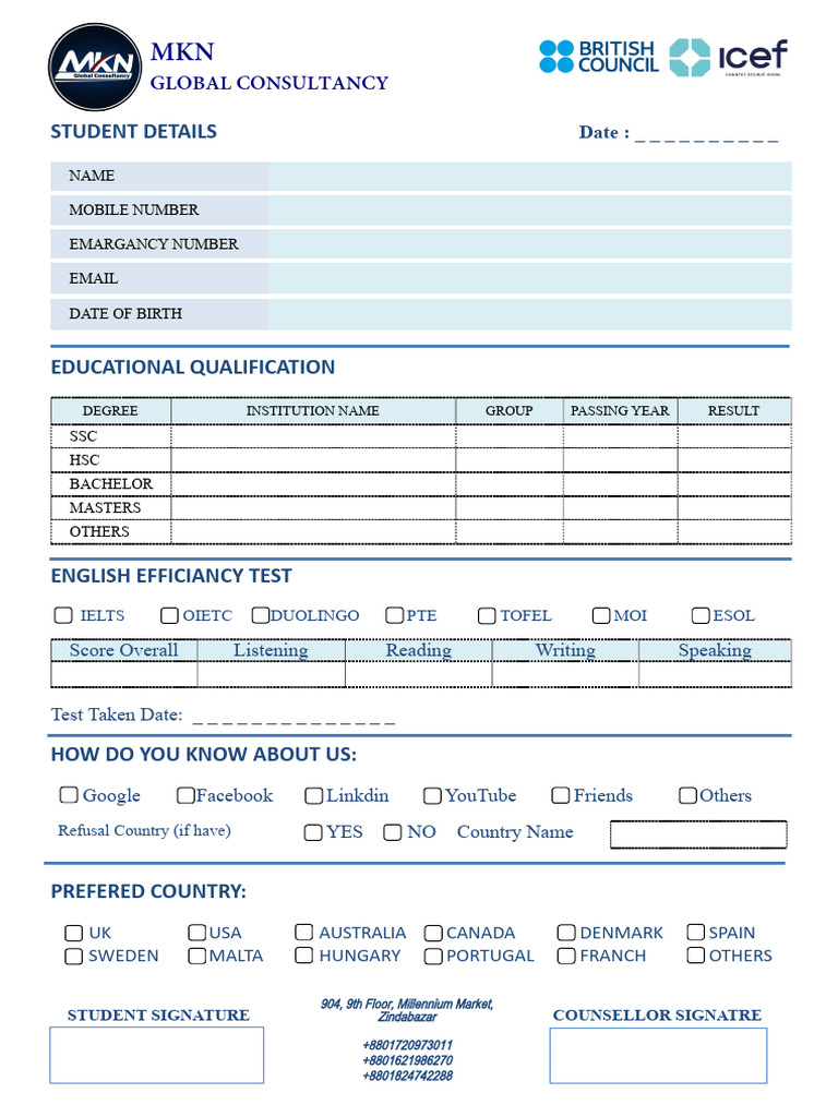 STUDENT FORM NRC | PDF