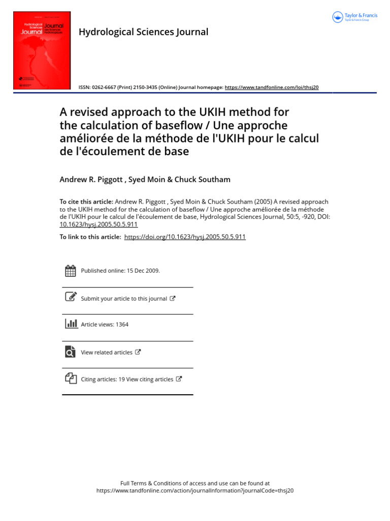 A Revised Approach To The UKIH Method For The Calculation of Baseflow Une Approche Am Lior e de ...