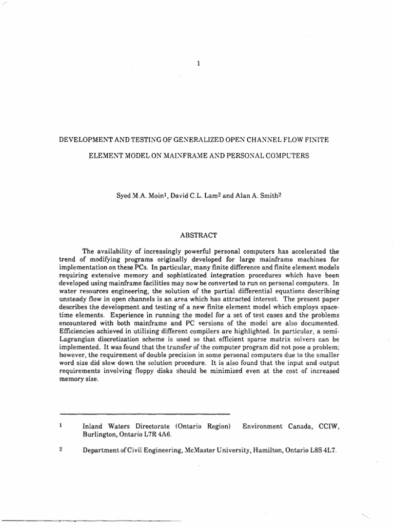 Development and Testing of Generalized Open Channel Flow Finite Element ...