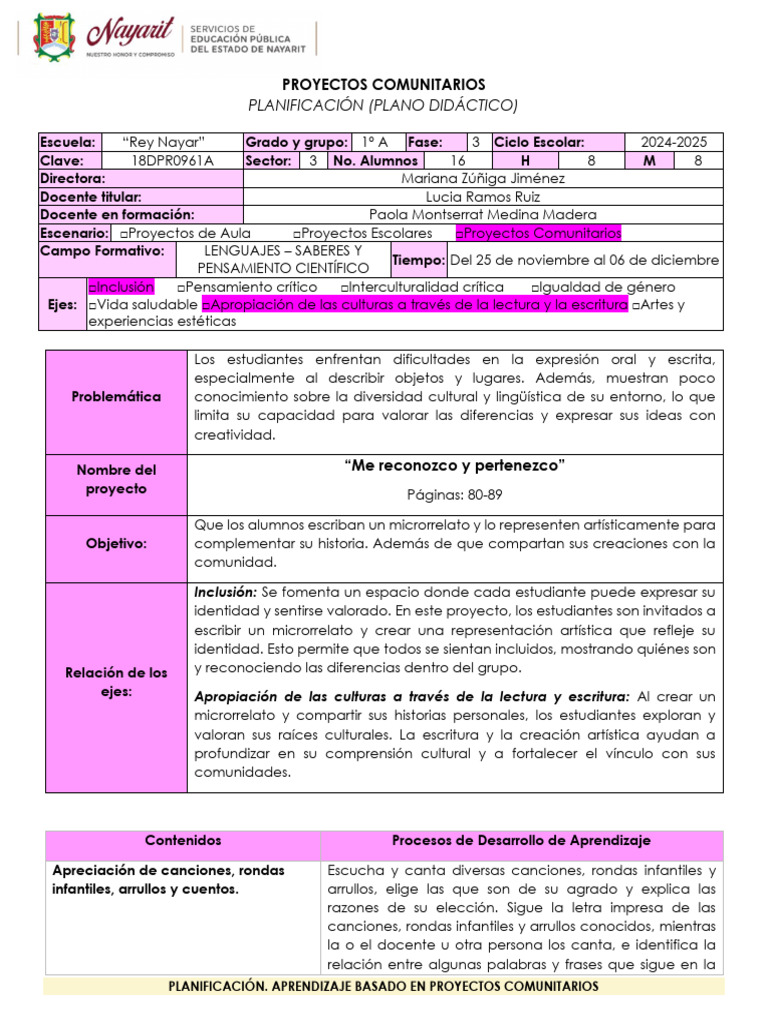 FORMATO DE PLANEACIÓN. PROYECTOS COMUNITARIOS (LENGUAJES) FINAL | PDF | Pensamiento | Aprendizaje