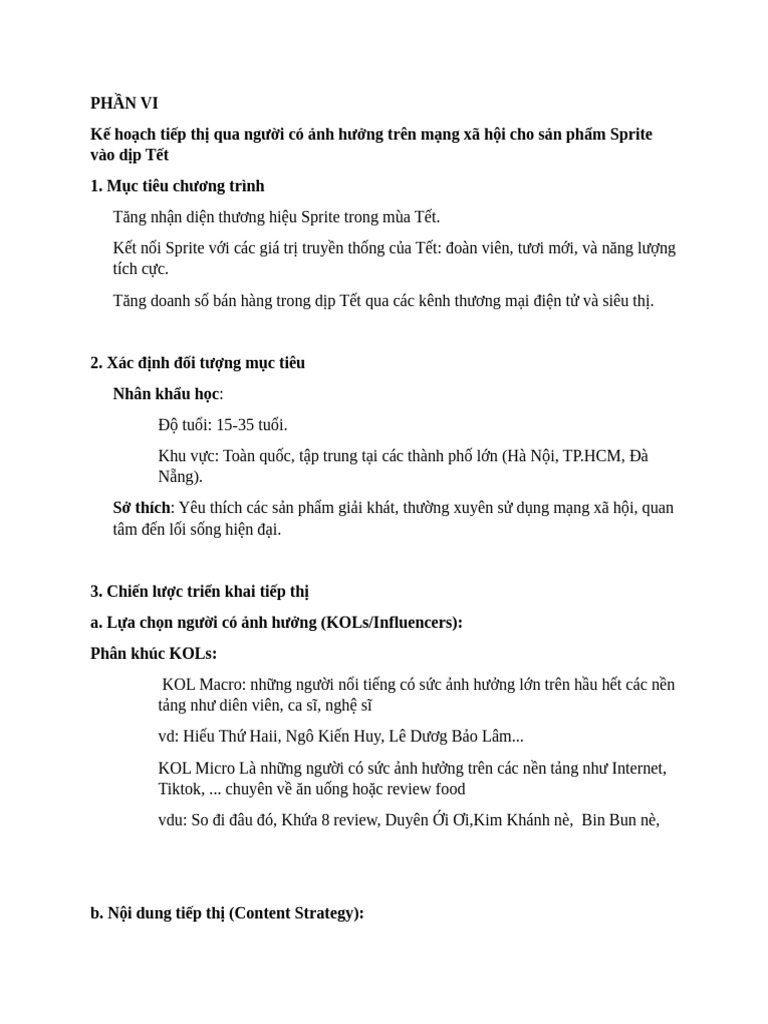 PHẦN VI - Nhóm 3 - SPRITE - PSU MKT 364 CIS | PDF